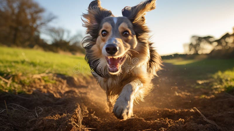 Escape dog running away stock illustration. Illustration of collar ...