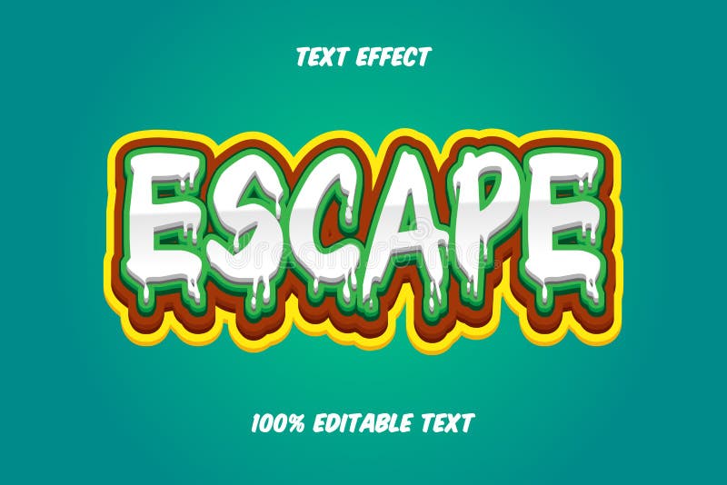 Escape Editable Text Effect Green Color Stock Vector - Illustration of ...