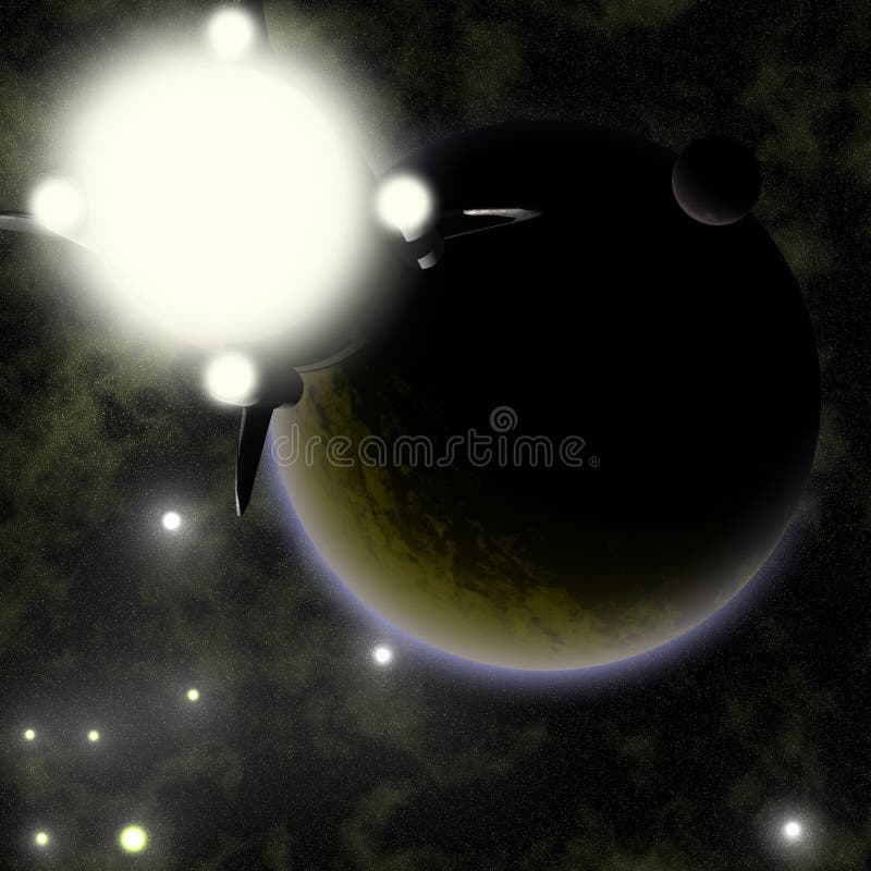 Escape pod in alien space stock illustration. Illustration of space ...