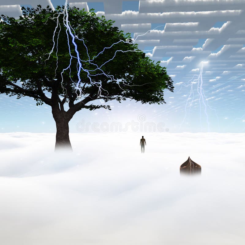 Escape from reality stock illustration. Illustration of businessman ...