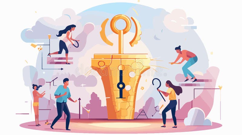 Escape Room Concept Tiny Characters Playing Quest Stock Vector ...