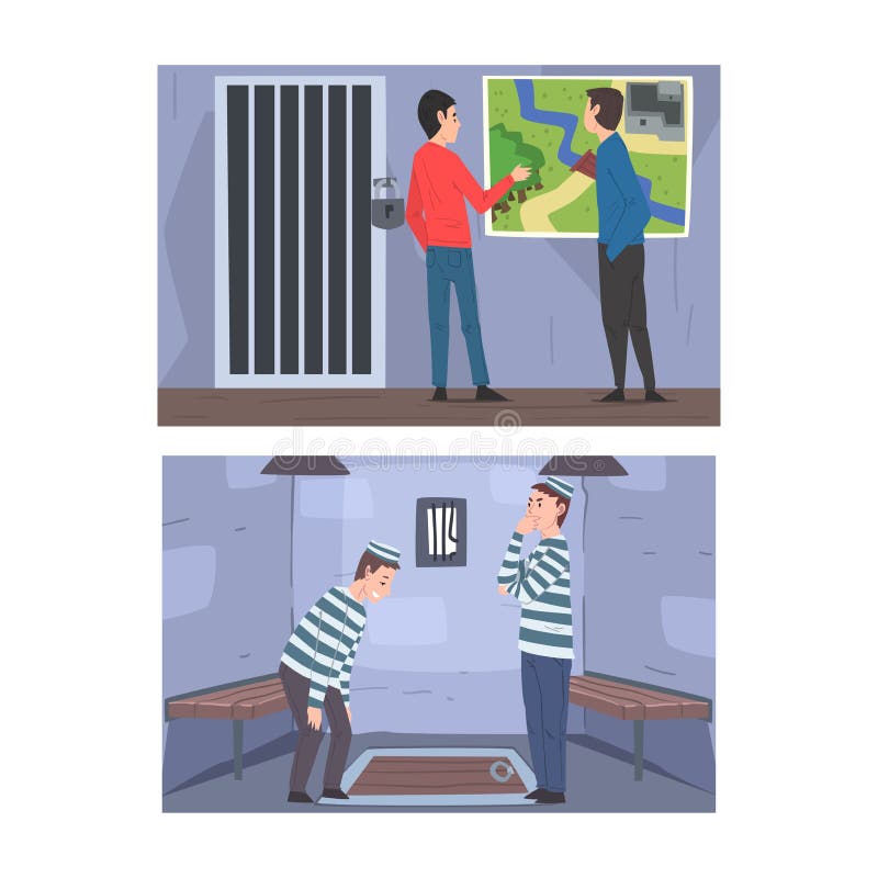 Escape Room Interior with People Character Discovering Clues and ...