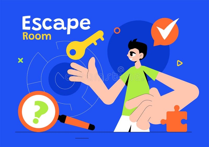 Escape Room Vector Illustration Featuring People Solving Puzzles ...