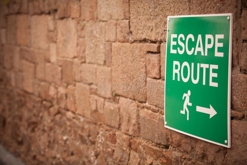 Escape route indicator stock image. Image of icon, brick - 74658505