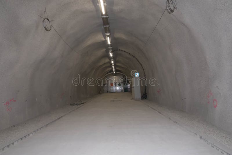 Escape route in a tunnel stock photo. Image of hollow - 203317382