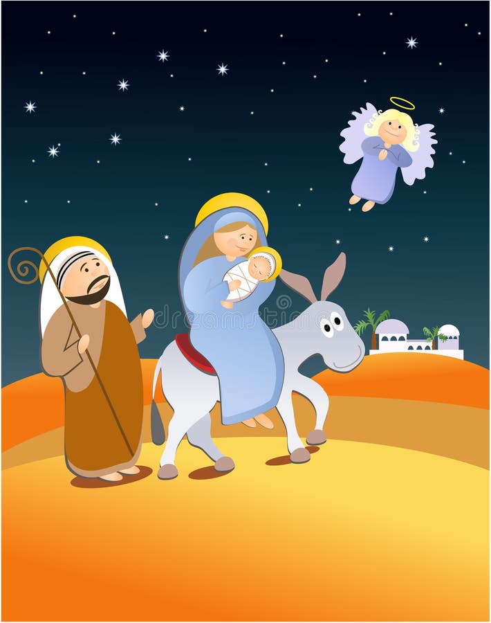 Escape to Egypt stock vector. Illustration of holy, child - 16063733