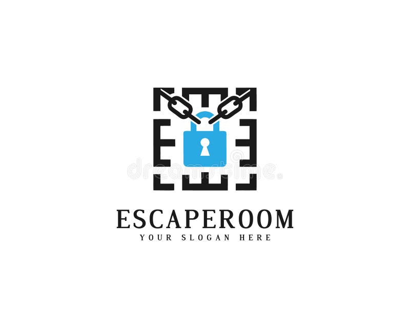 Escaperoom Logo Vector Template with Padlock and Chains for Mystery ...