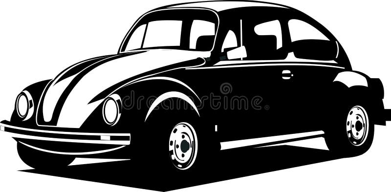 Escarabajo Blanco Y Negro De Volkswagen Ilustración del Vector ...