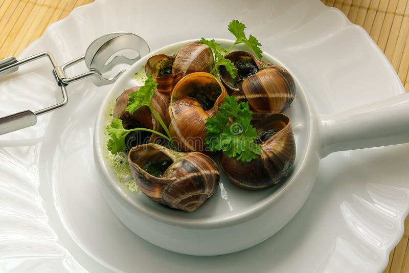 Escargot - Franse Slakken Met Een Knoflook En Kruidsaus Stock ...