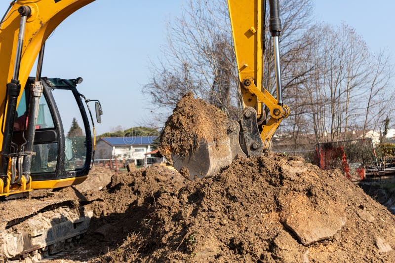 Escavator at Work on a Building Site Stock Photo - Image of ...