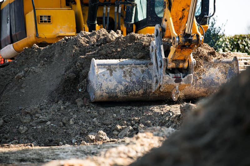 Escavator at Work on a Building Site Stock Photo - Image of excavate ...