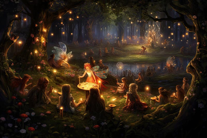 Escena De Cuento De Hadas En El Bosque. Tai De Cuento De Hadas Generado ...