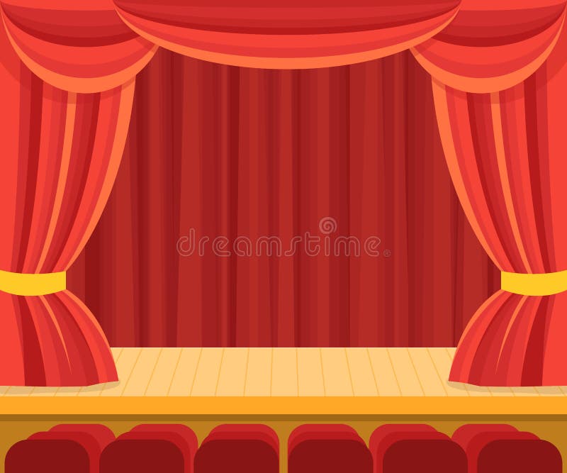 Escena Del Teatro Con Una Cortina Roja Vector Ilustración del Vector ...