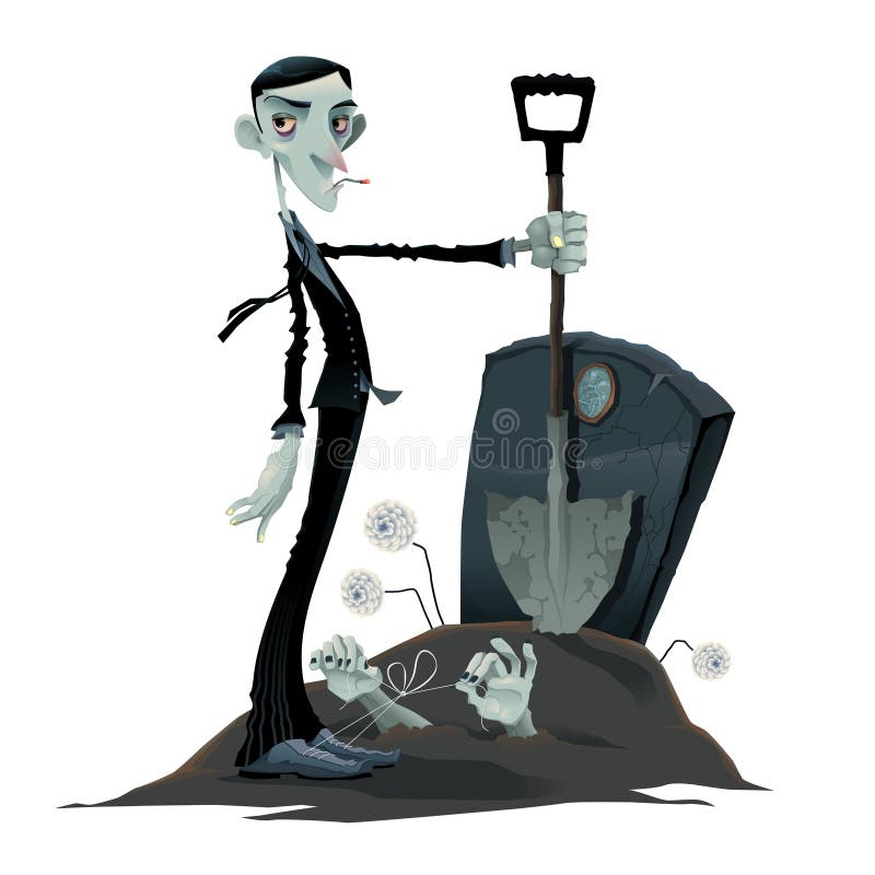 Conjunto De Dibujos Animados Del Cementerio Ilustración del Vector ...