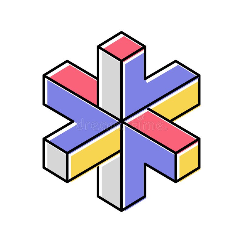 Escher Impossible Geometric Shape Color Icon Vector Illustration Stock ...