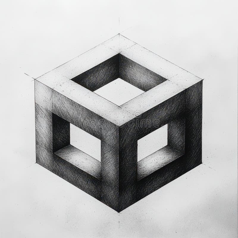 Escher-inspired Impossible Cube Illustration Stock Photo - Image of artistic, conceptual: 383014360