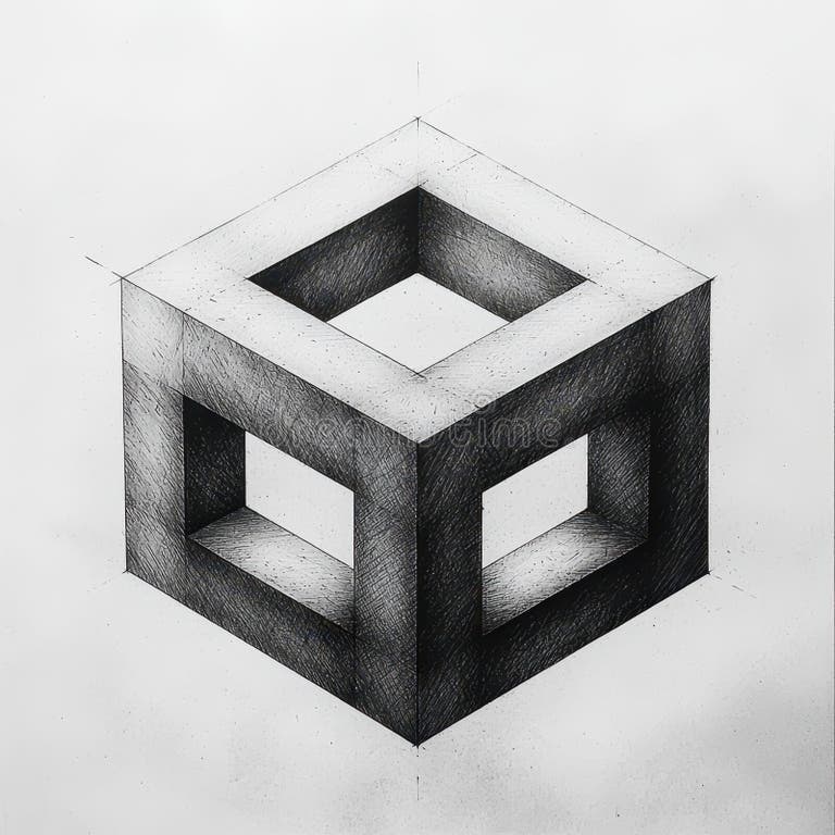 Escher-inspired Impossible Cube Illustration Stock Photo - Image of ...