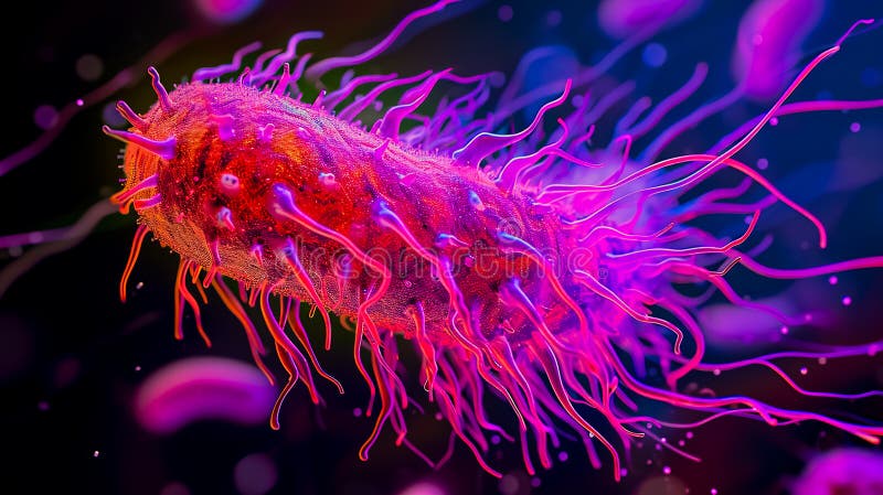 Escherichia Coli Under the Microscope. 3d Visualization Stock ...