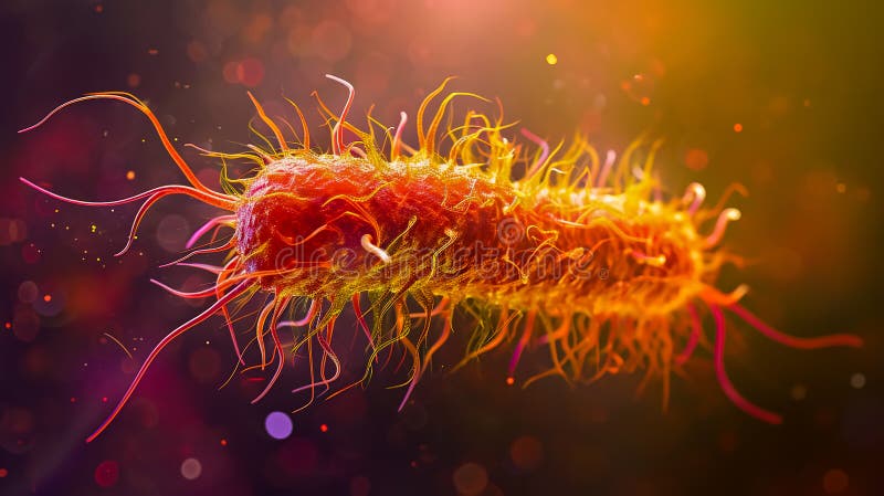 Escherichia Coli Under the Microscope. 3d Visualization Stock ...