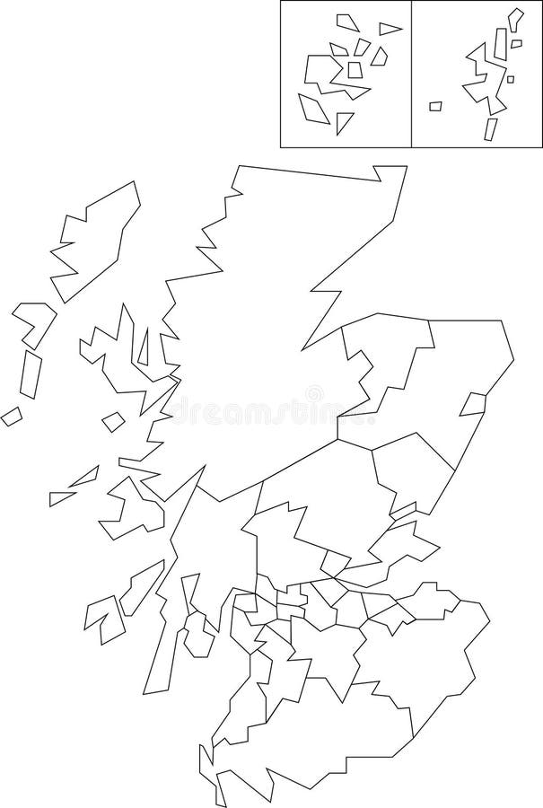 Map of Scotland To Study Colorless with Outline Stock Vector ...