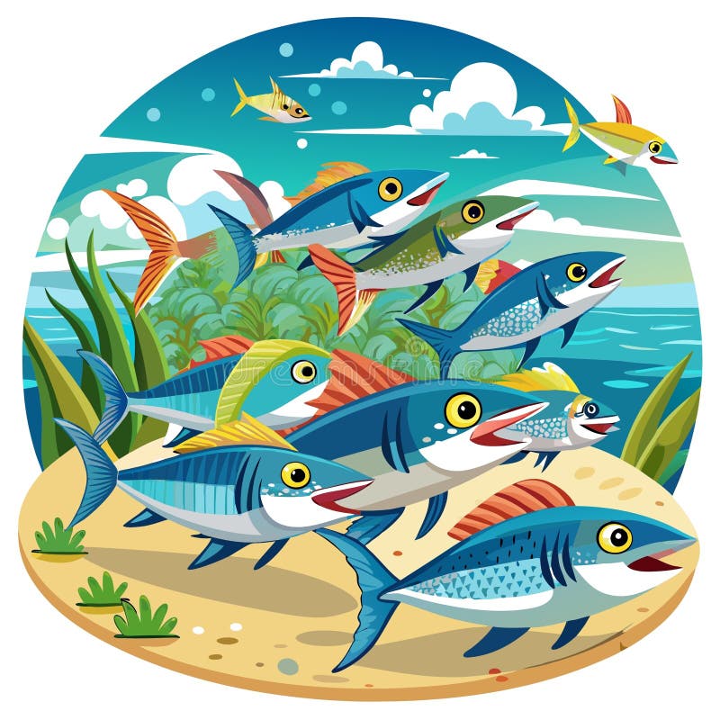 Escolar Fish Ardent Runs Beach Vector Stock Illustration - Illustration ...