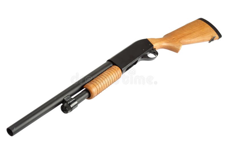 Escopeta De La Acción De Bomba Con Un Extremo De Madera Imagen de ...