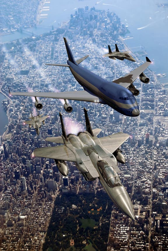 Escorted plane stock illustration. Illustration of transport - 19443629