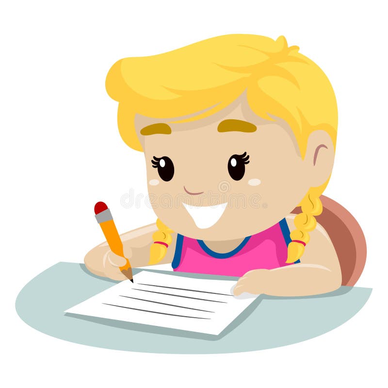 Escrita Da Menina Em Um Pedaço De Papel Ilustração do Vetor ...