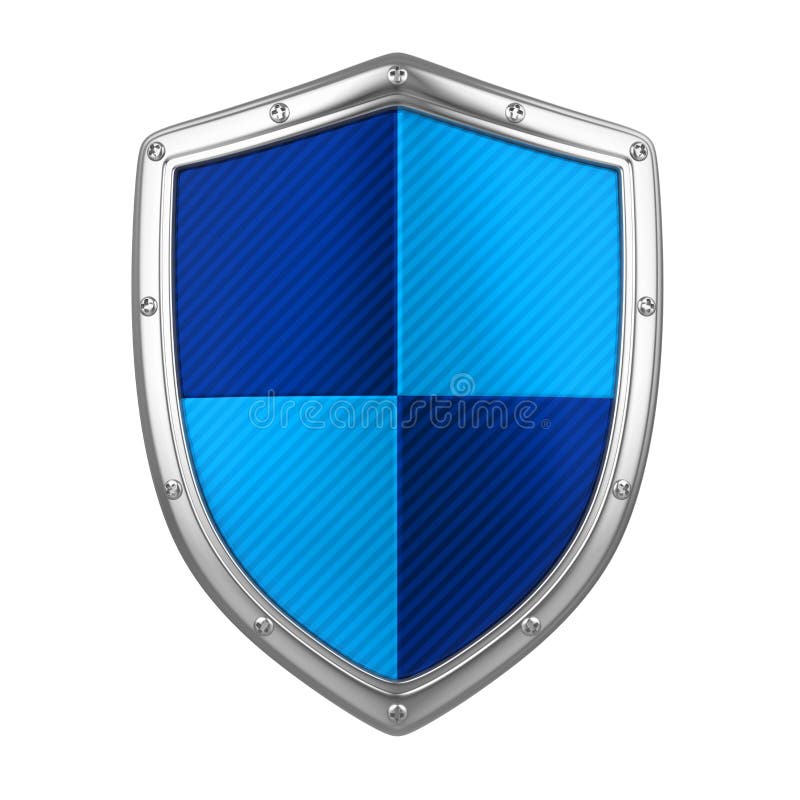 Escudo azul aislado stock de ilustración. Ilustración de armadura ...
