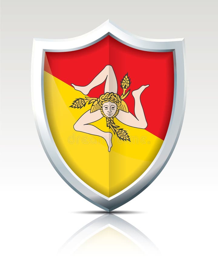 Escudo Con La Bandera De Sicilia Ilustración del Vector - Ilustración ...