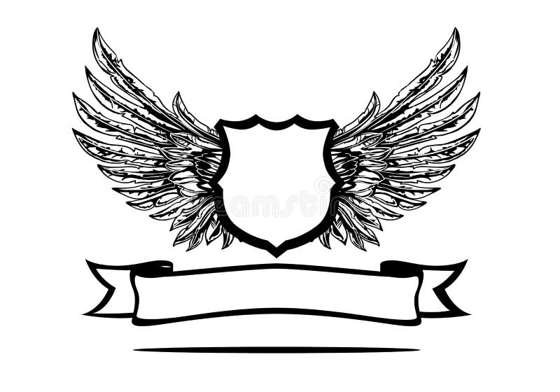 Escudo Con La Insignia De Las Alas Ilustración del Vector - Ilustración ...