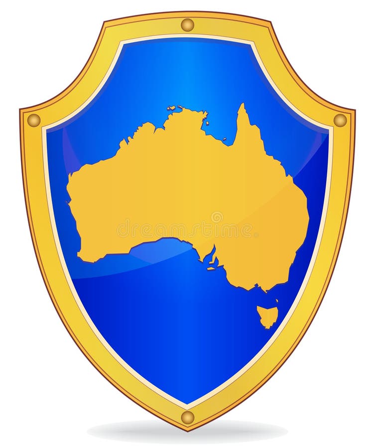 Escudo Con La Silueta De Australia Ilustración del Vector - Ilustración ...