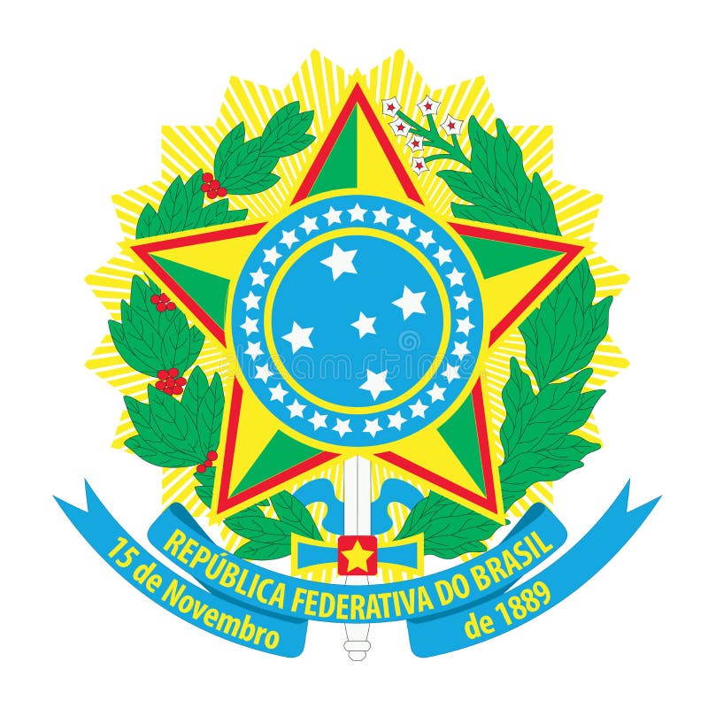 Escudo de armas del Brasil ilustración del vector. Ilustración de flor ...