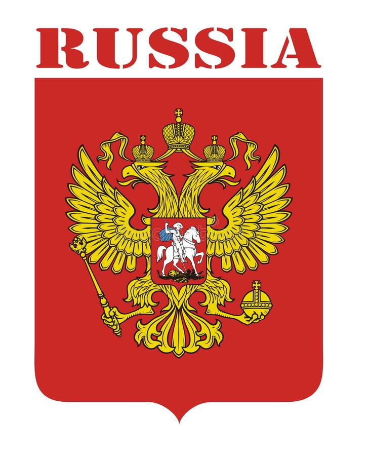 El Escudo De Armas De Rusia En El Fondo De La Bandera Rusa Stock de ...