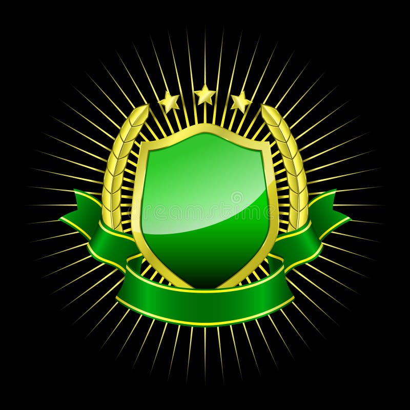 Escudo De Oro Con La Cinta Verde Ilustración del Vector - Ilustración ...