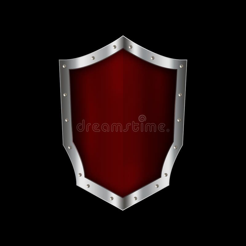 Escudo Rojo Con La Frontera Clavada Plata Stock de ilustración ...