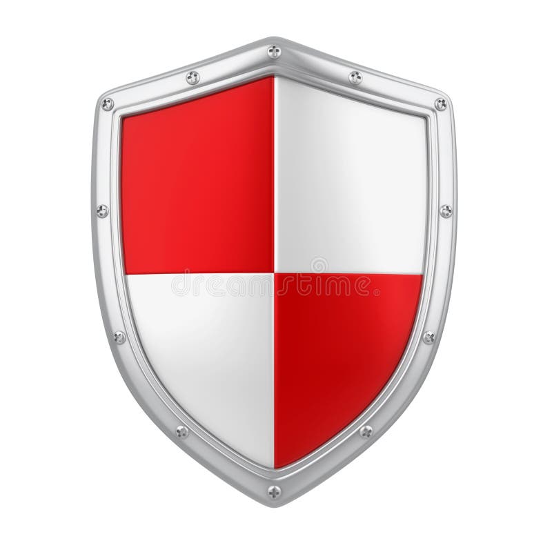 Escudo Rojo Y Blanco Aislado Stock de ilustración - Ilustración de ...