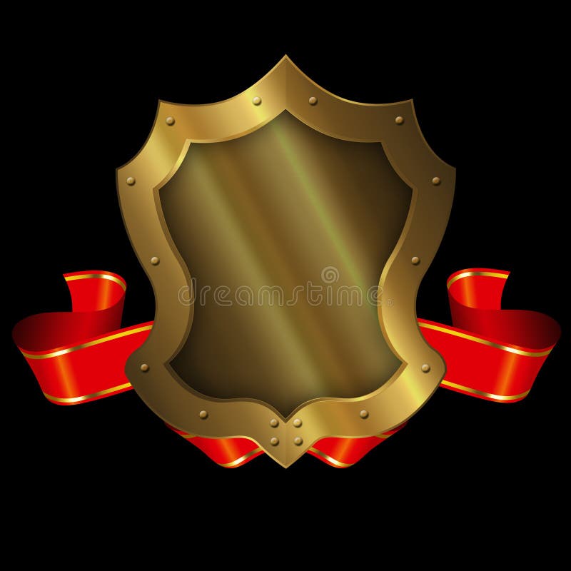 Escudo Y Cinta Medievales Del Oro Stock de ilustración - Ilustración de ...