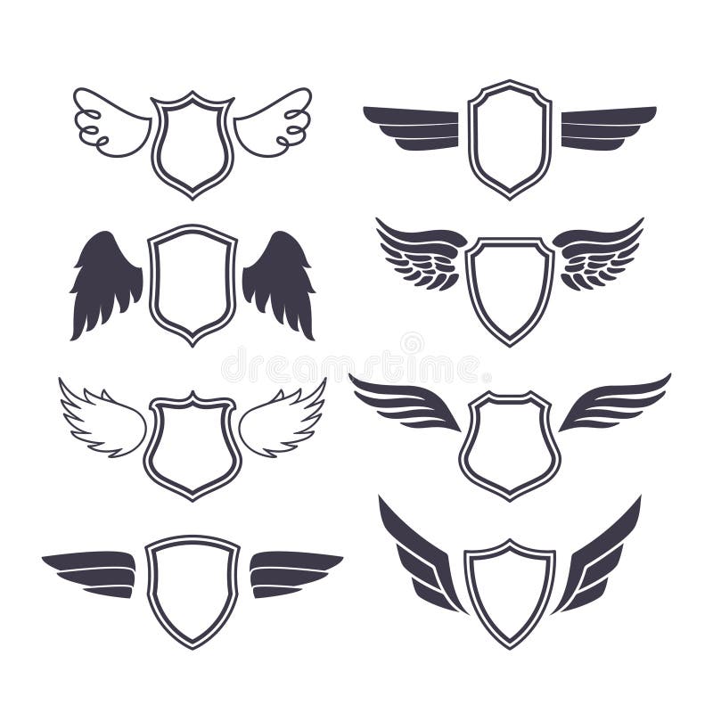 Escudos con las alas ilustración del vector. Ilustración de emblema ...