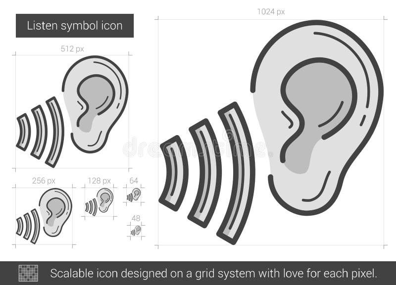 Escuta a Linha ícone Do Símbolo Ilustração do Vetor - Ilustração de ...