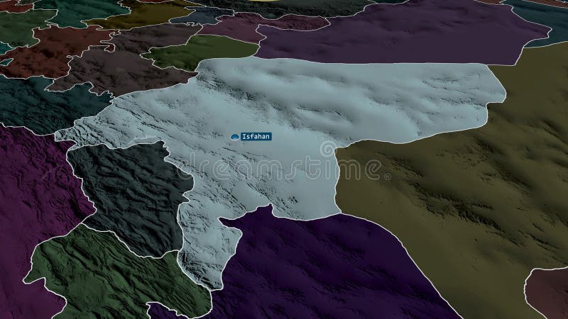 Esfahan, Iran - Highlighted with Capital. Administrative Stock ...