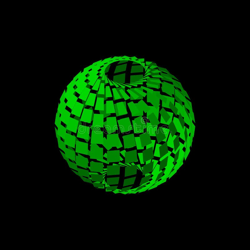 Esfera Quebrada Poligonal Abstrata Isolado No Fundo Preto VE Ilustração ...