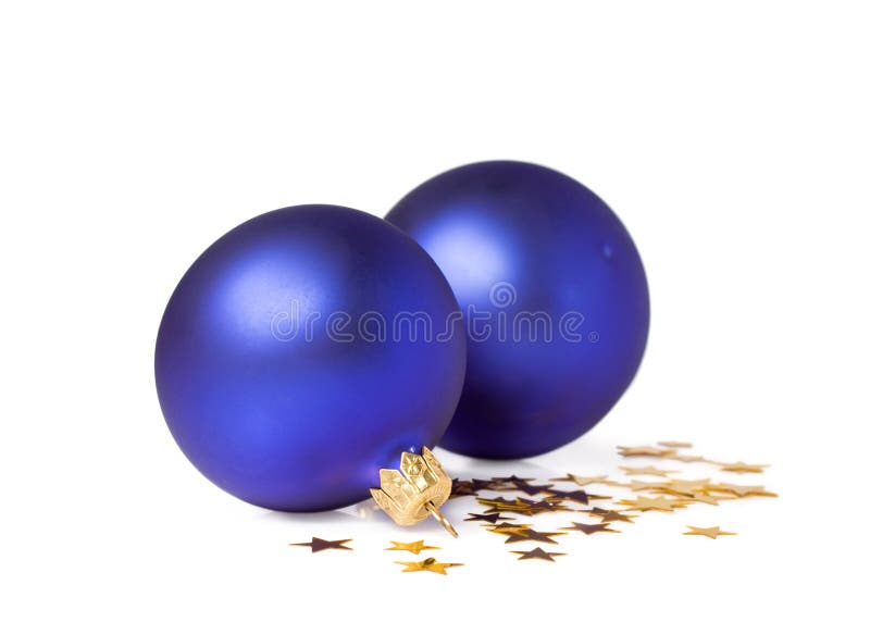Duas Bolas Azuis Do Natal Com Curvas Da Fita Foto de Stock - Imagem de ...