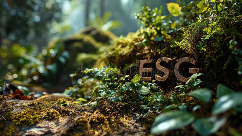 ESG Concept Vividly Displayed As Leafy Letters on a Lush Background ...