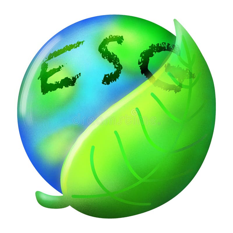ESG Icon Design, Earth and Leaf ESG Illustration, Color Eco-friendly ...