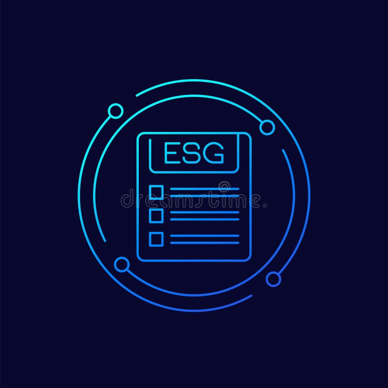 ESG Icon with a Checklist, Linear Design Stock Vector - Illustration of ...