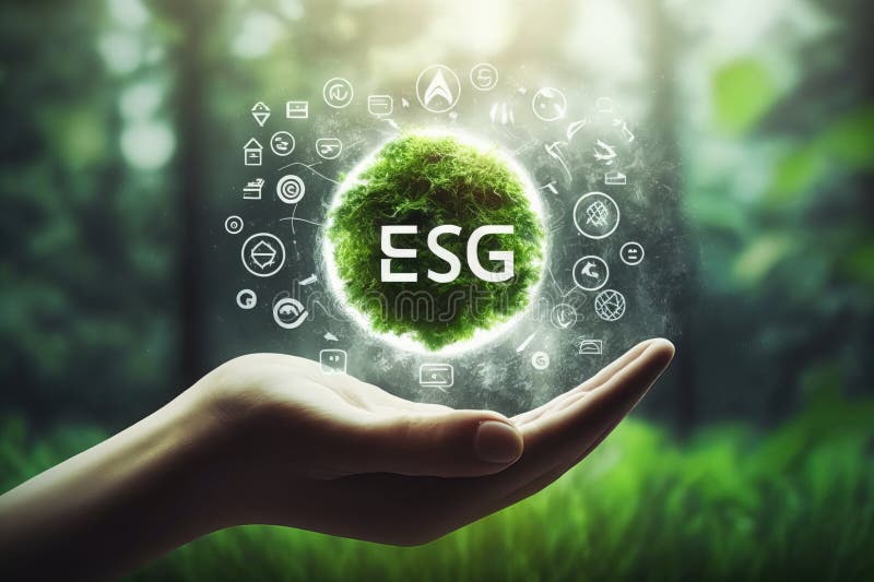 ESG Icon Concept in the Hand for Environmental,Generative AI Stock ...