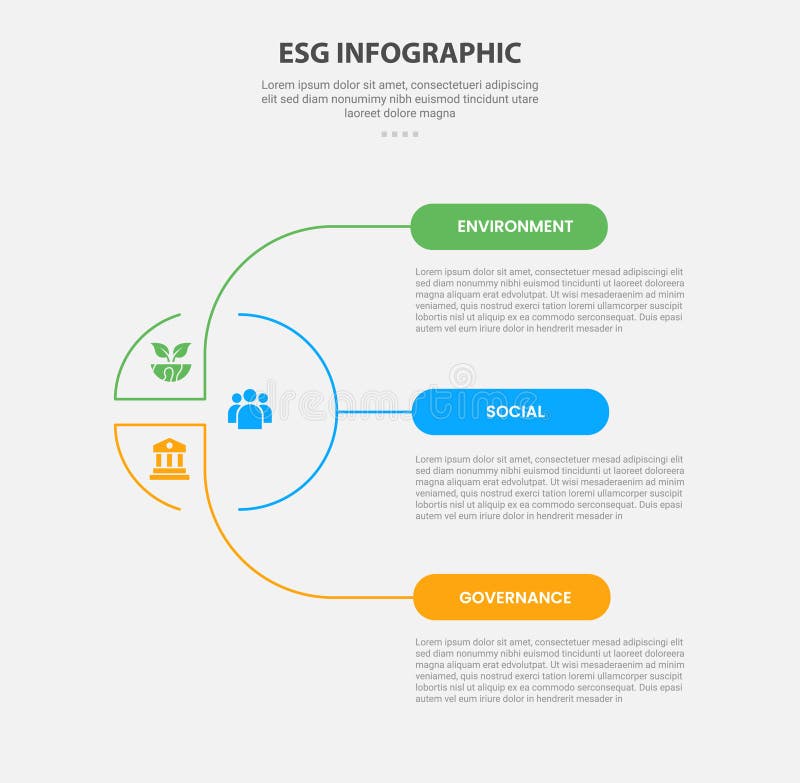 ESG Infographic Outline Style with 3 Point Template with Creative ...