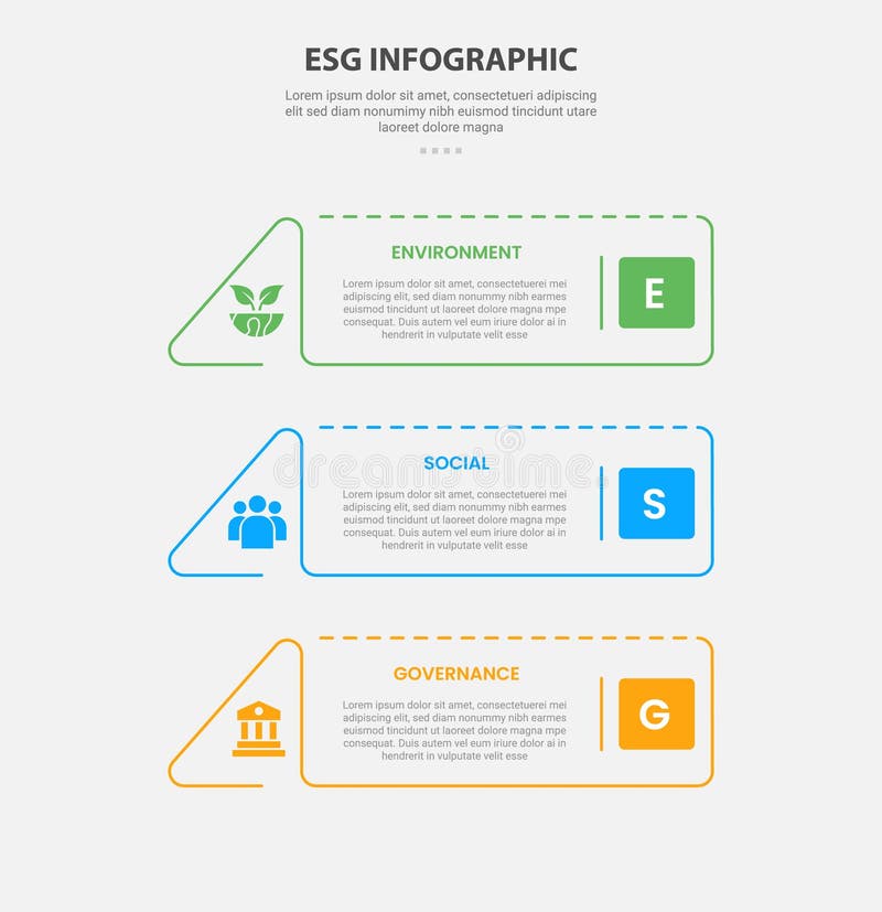 ESG Infographic Outline Style with 3 Point Template with Creative ...