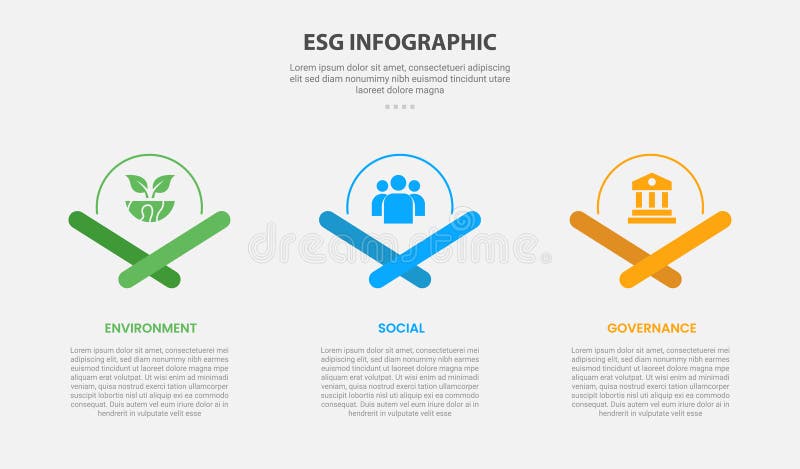 ESG Infographic Outline Style with 3 Point Template with Half Circle ...